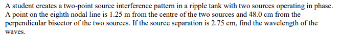 Solved A student creates a two-point source interference | Chegg.com