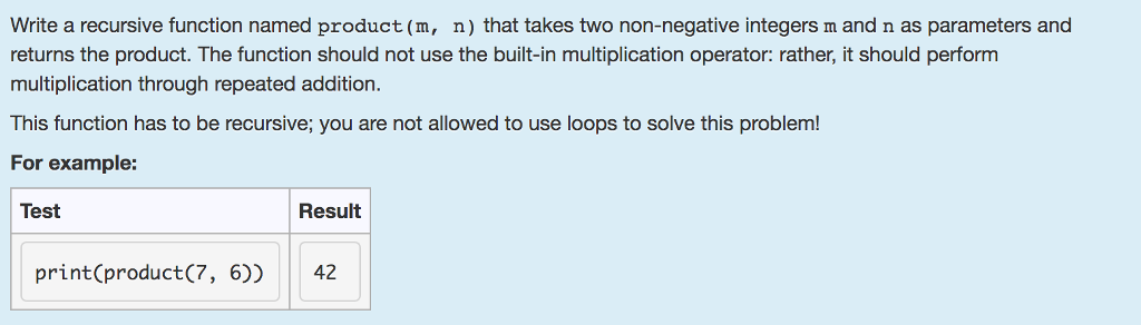 Solved Write a recursive function named product (m, n) that | Chegg.com