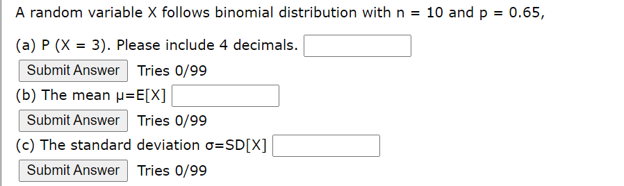 Solved A random variable X follows binomial distribution | Chegg.com