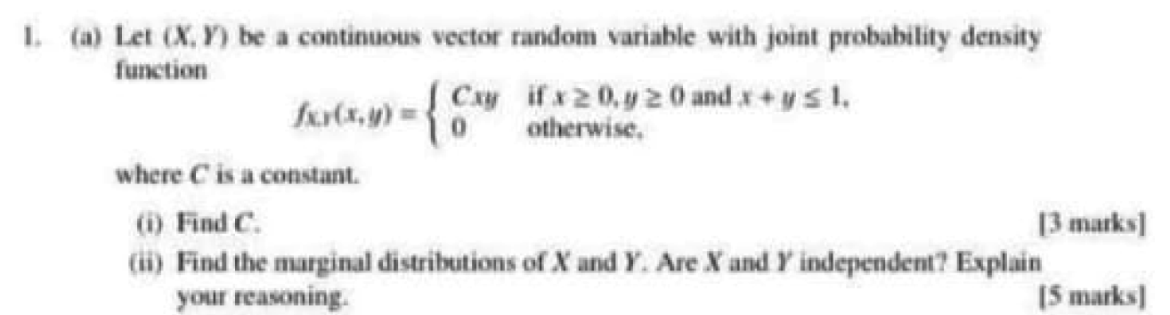 Solved S I A Let Xy Be A Continuous Vector Random 