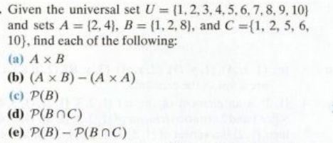 Solved Given the universal set U={1,2,3,4,5,6,7,8,9,10} and | Chegg.com