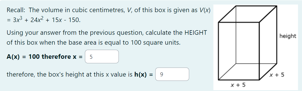 Solved Recall: The volume in cubic centimetres, V, of this | Chegg.com
