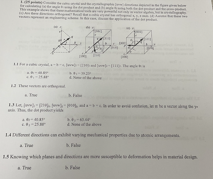 Solved ( 25 ﻿points) ﻿Consider the cubic crystal and the | Chegg.com