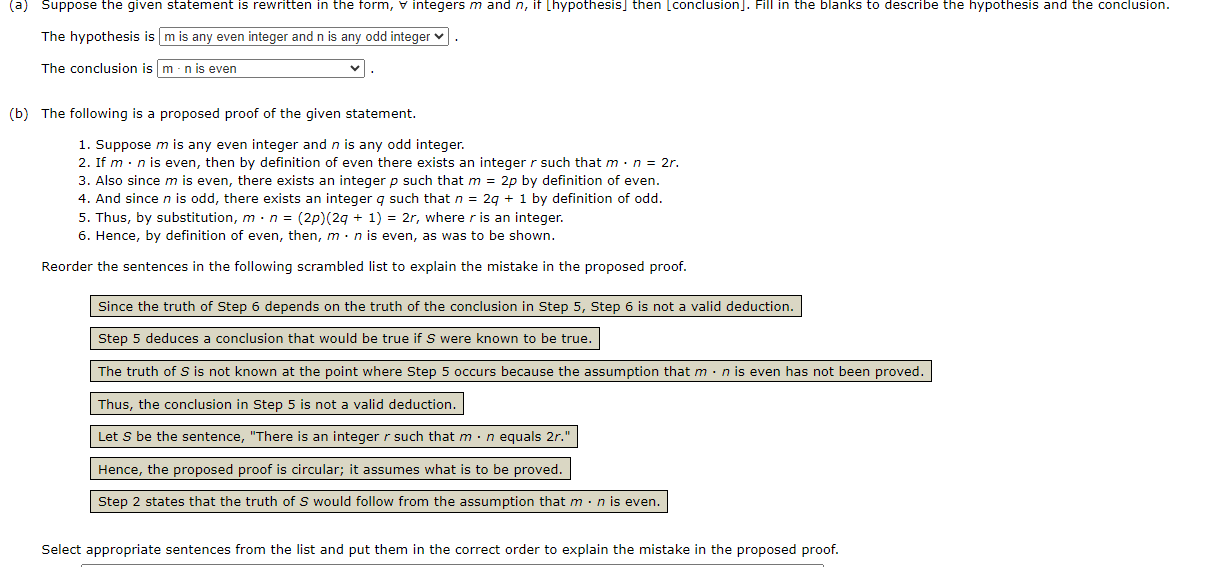 Solved The hypothesis is m is any even integer and n is any | Chegg.com