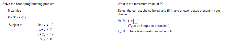 Solved Solve The Linear Programming Problem Maximize P 30x 8623