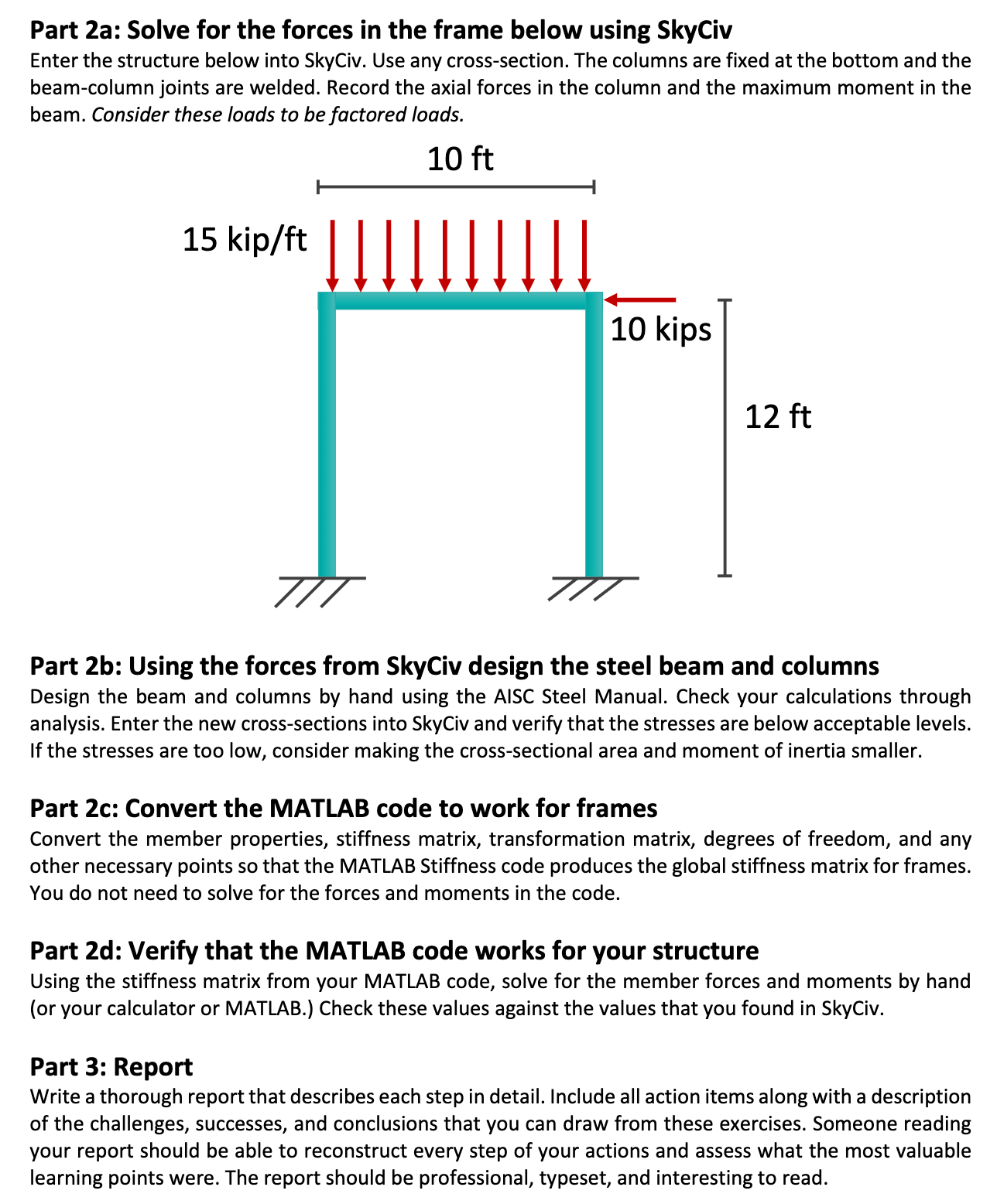 Part 2a: Solve for the forces in the frame below | Chegg.com