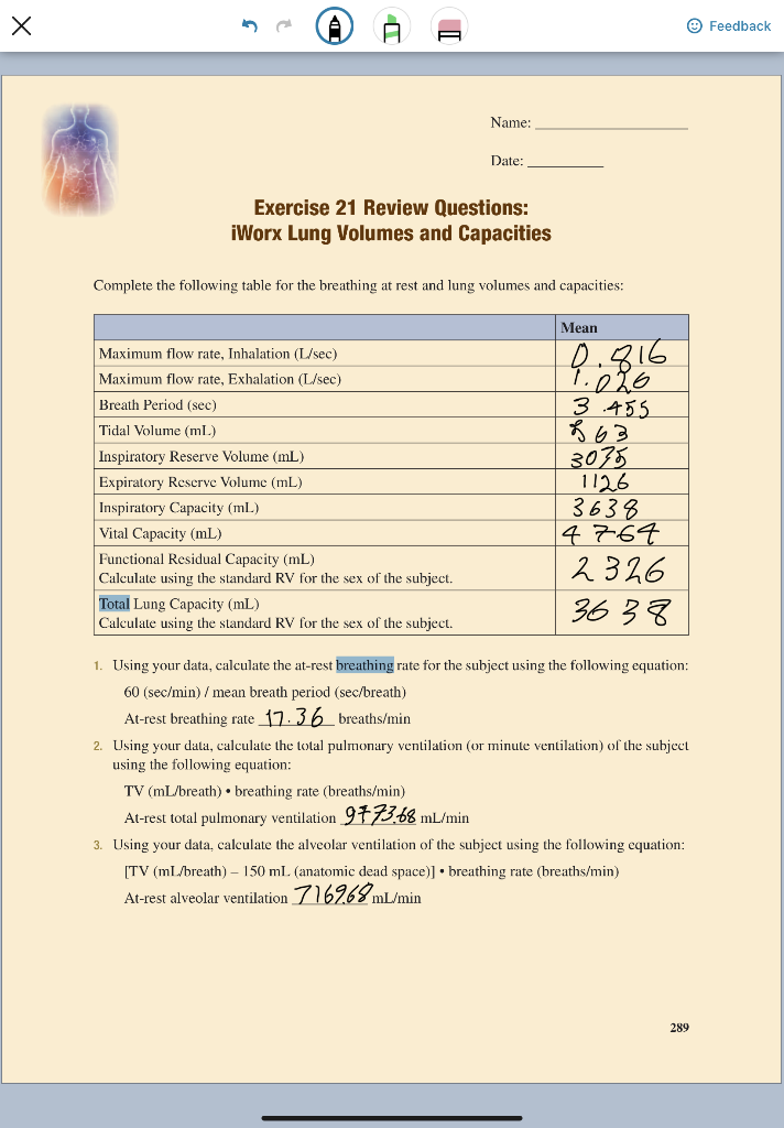 Solved Х Feedback Name: Date: Exercise 21 Review Questions: | Chegg.com