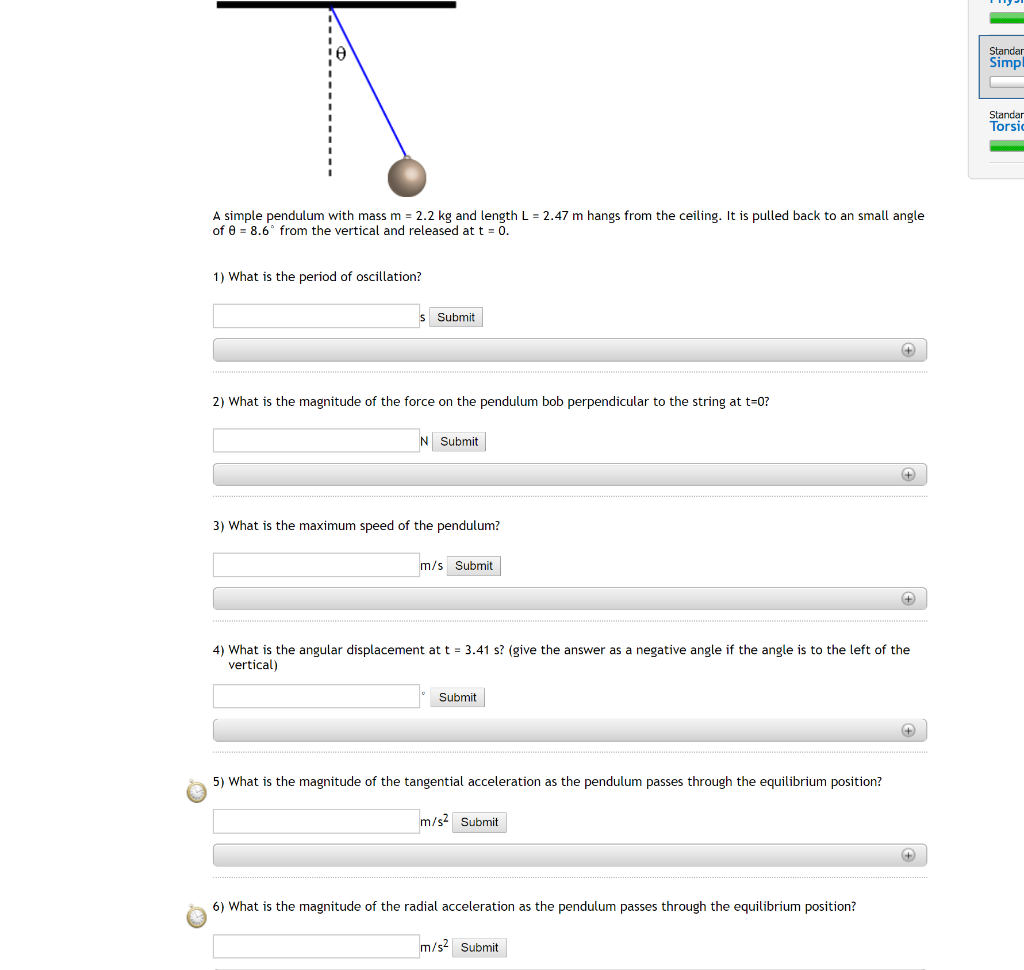 Solved Standar Simp Standar Torsi A simple pendulum with | Chegg.com