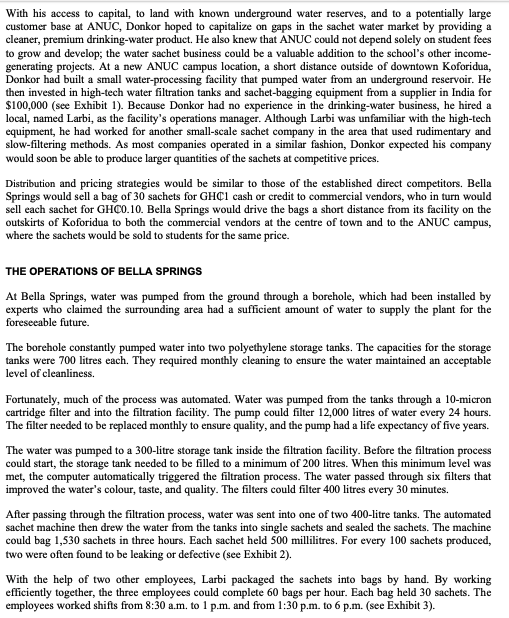 Solved BELLA SPRINGS Jesse Brame, Chris Lau, and Gerry Li | Chegg.com