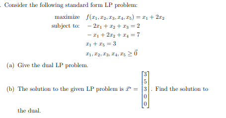 Solved Consider the following standard form LP problem: | Chegg.com