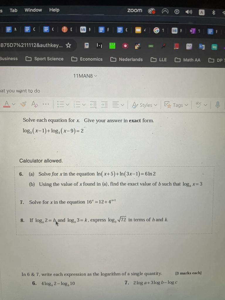 Solved Solve each equation for x. Give your answer in exact | Chegg.com