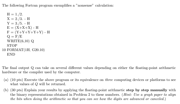 The following Fortran program exemplifies a | Chegg.com
