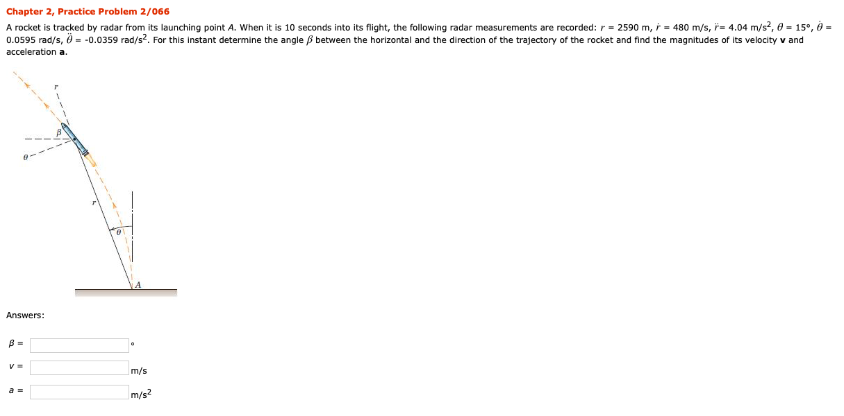 Solved Chapter 2, Practice Problem 2/066 A rocket is tracked | Chegg.com