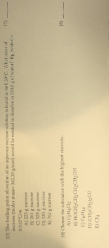 Solved 17)_ 17) The boiling point elevation of an aqueous | Chegg.com