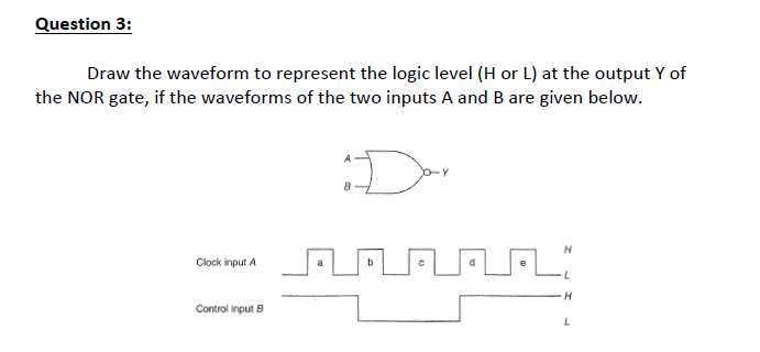 Solved Draw the waveform to represent the logic level (H or | Chegg.com