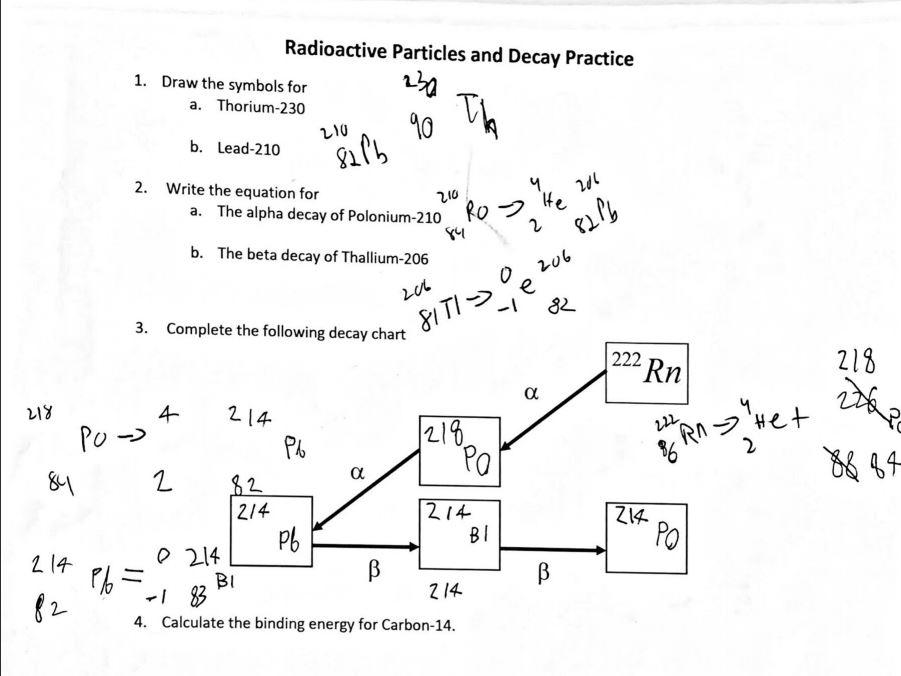 Radioactive Particles and Decay Practice 1. Draw the | Chegg.com
