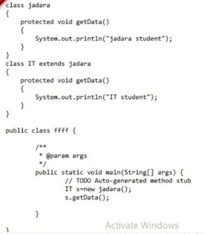 Solved class jadara { protected void getData() { | Chegg.com