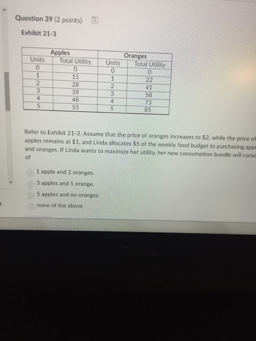 Solved Question 39 (2 points) Exhibit 21-3 Apples Oranges | Chegg.com Solved Question 39 (2 points) Exhibit 21-3 Apples Oranges | Chegg.com