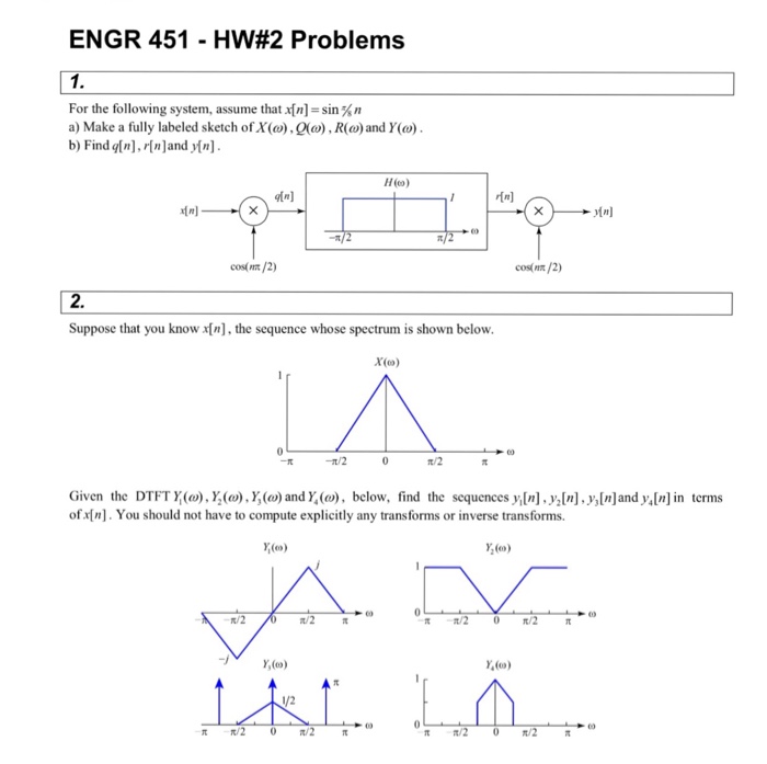 Solved For the following system, assume that x[n] = sin pi/s | Chegg.com