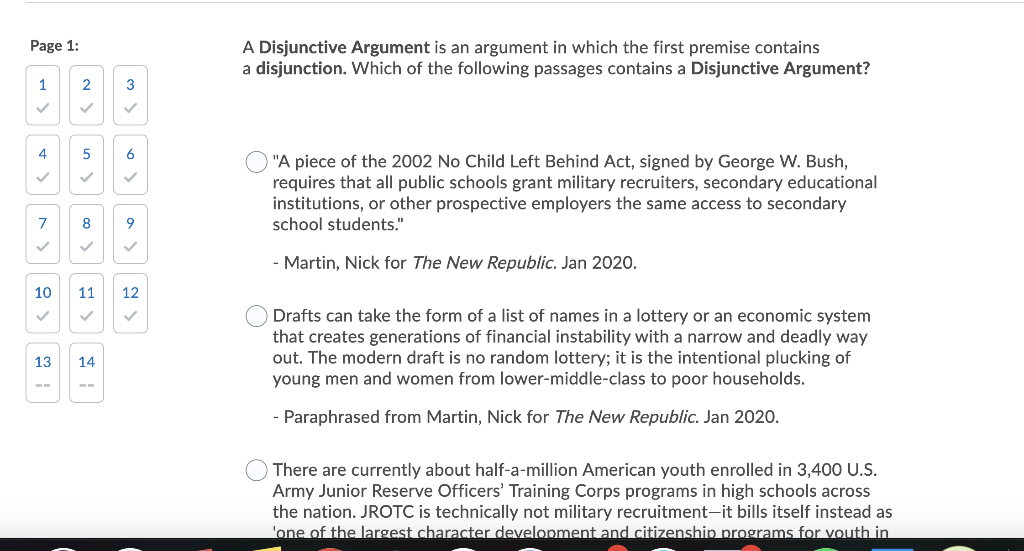 Solved Page 1: A Disjunctive Argument is an argument in | Chegg.com