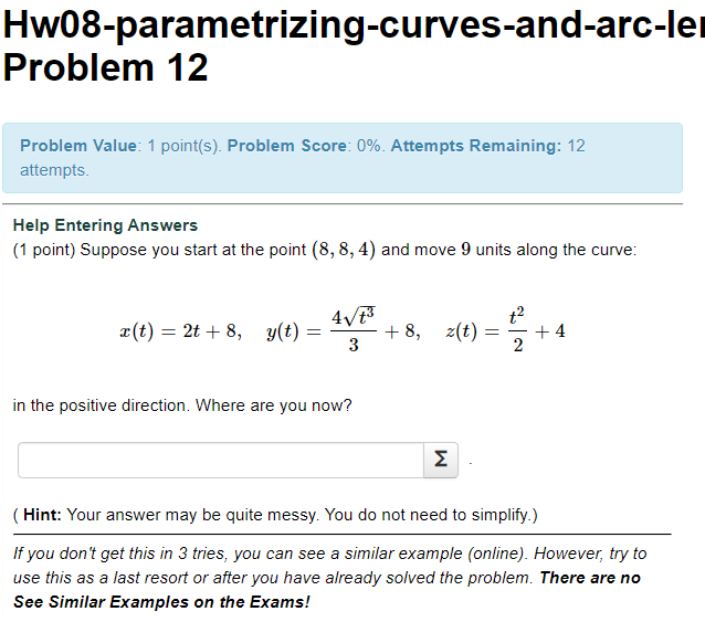 Hw08-parametrizing-curves-and-arc-le Problem 12 | Chegg.com
