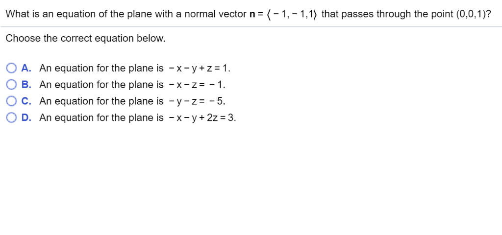 Solved What is an equation of the plane with a normal vector | Chegg.com