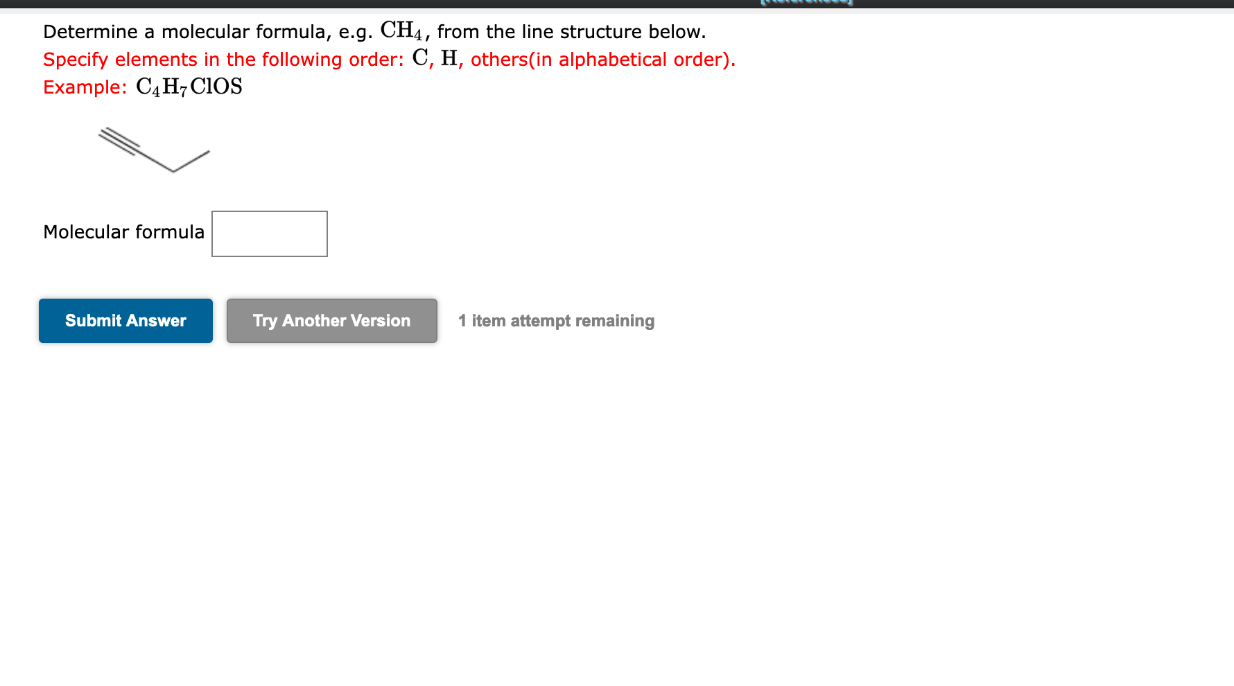 Solved Determine a molecular formula, e.g. CH₁, from the | Chegg.com