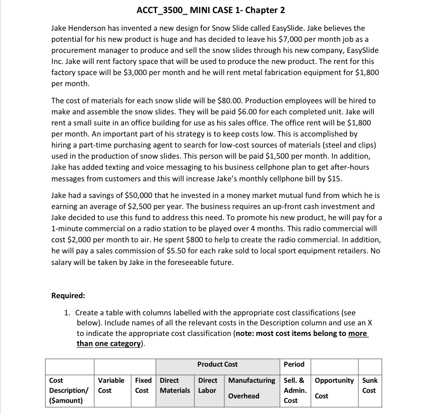 ACCT_3500_MINI CASE 1- Chapter 2 Jake Henderson has | Chegg.com