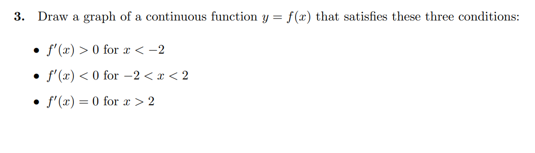 Solved 3. Draw a graph of a continuous function y=f(x) that | Chegg.com