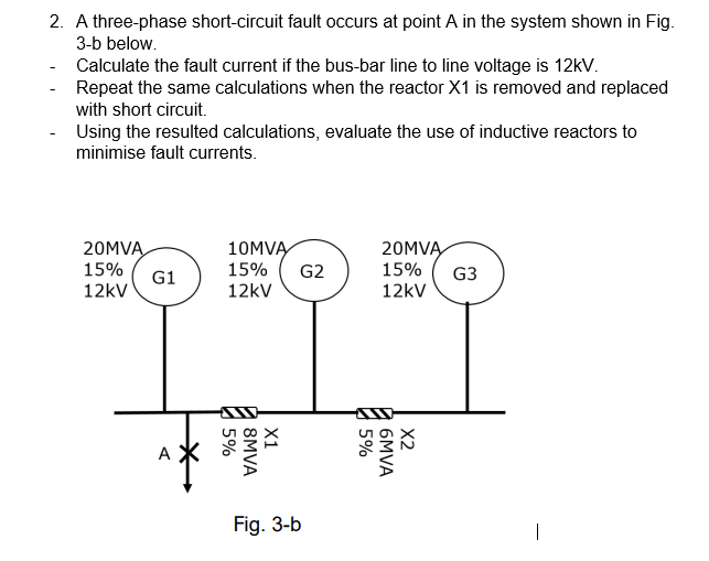 Solved 2. A three-phase short-circuit fault occurs at point | Chegg.com