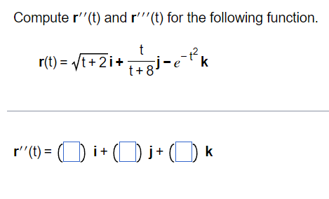 Solved Compute r''(t) ﻿and r'''(t) ﻿for the following | Chegg.com