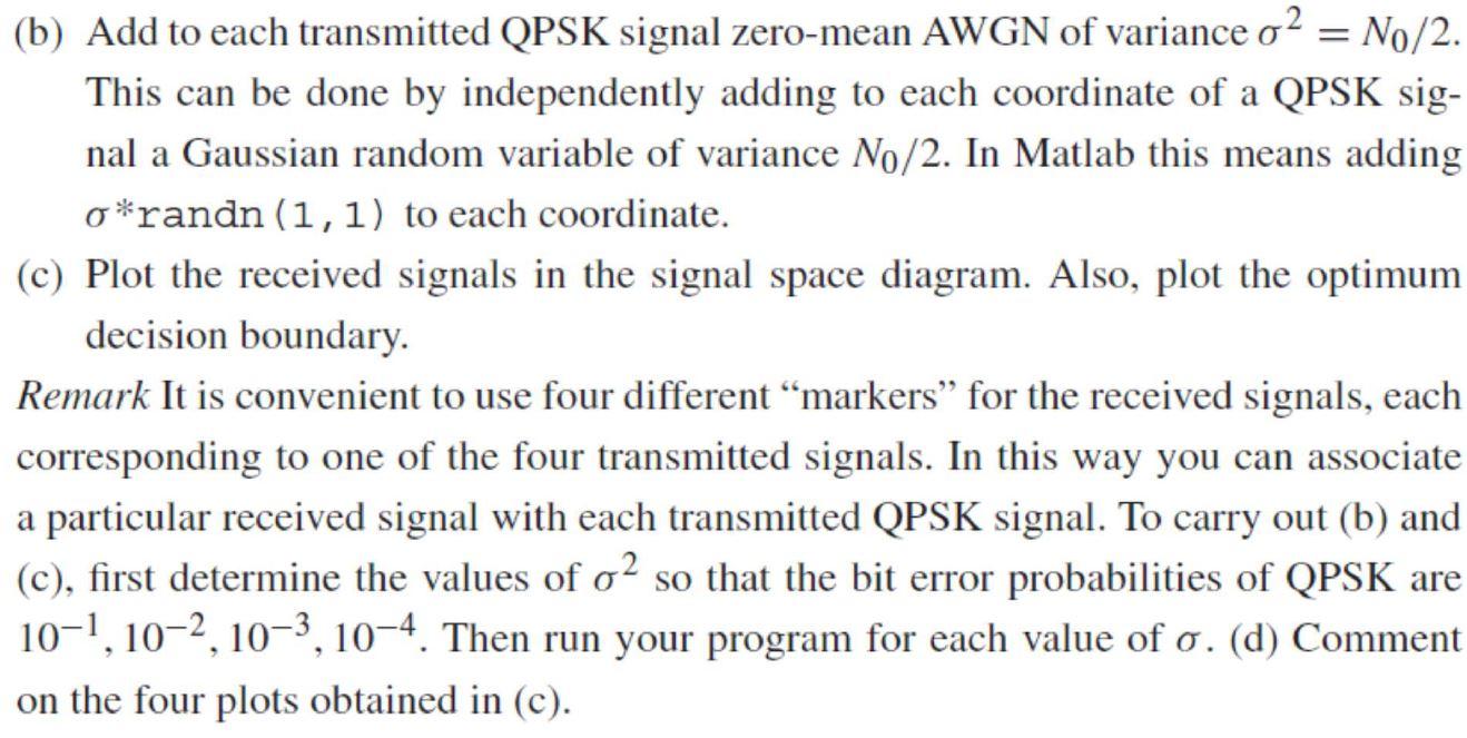 (QPSK simulation) This problem uses Matlab to | Chegg.com