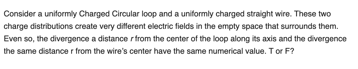 Consider a uniformly Charged Circular loop and a | Chegg.com
