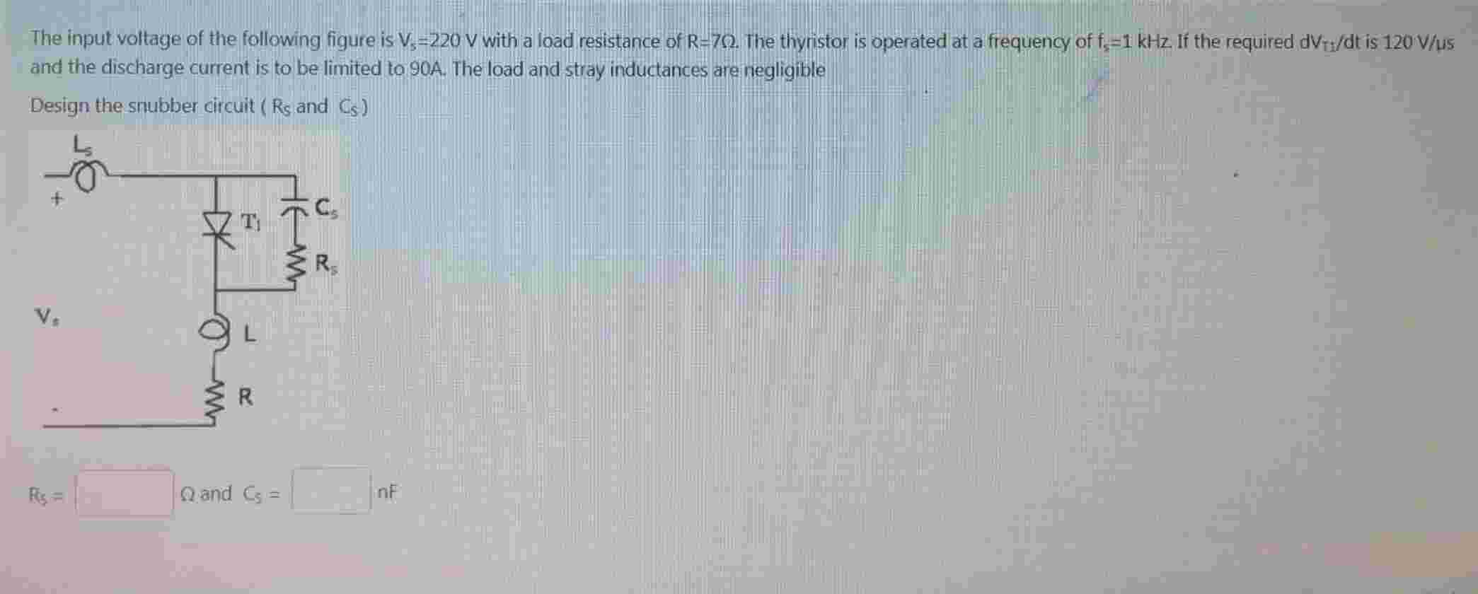Solved The input voltage of ﻿the following figure is V5=220V | Chegg.com