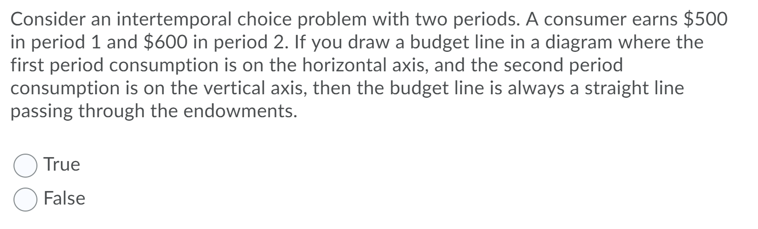 Solved Consider an intertemporal choice problem with two | Chegg.com