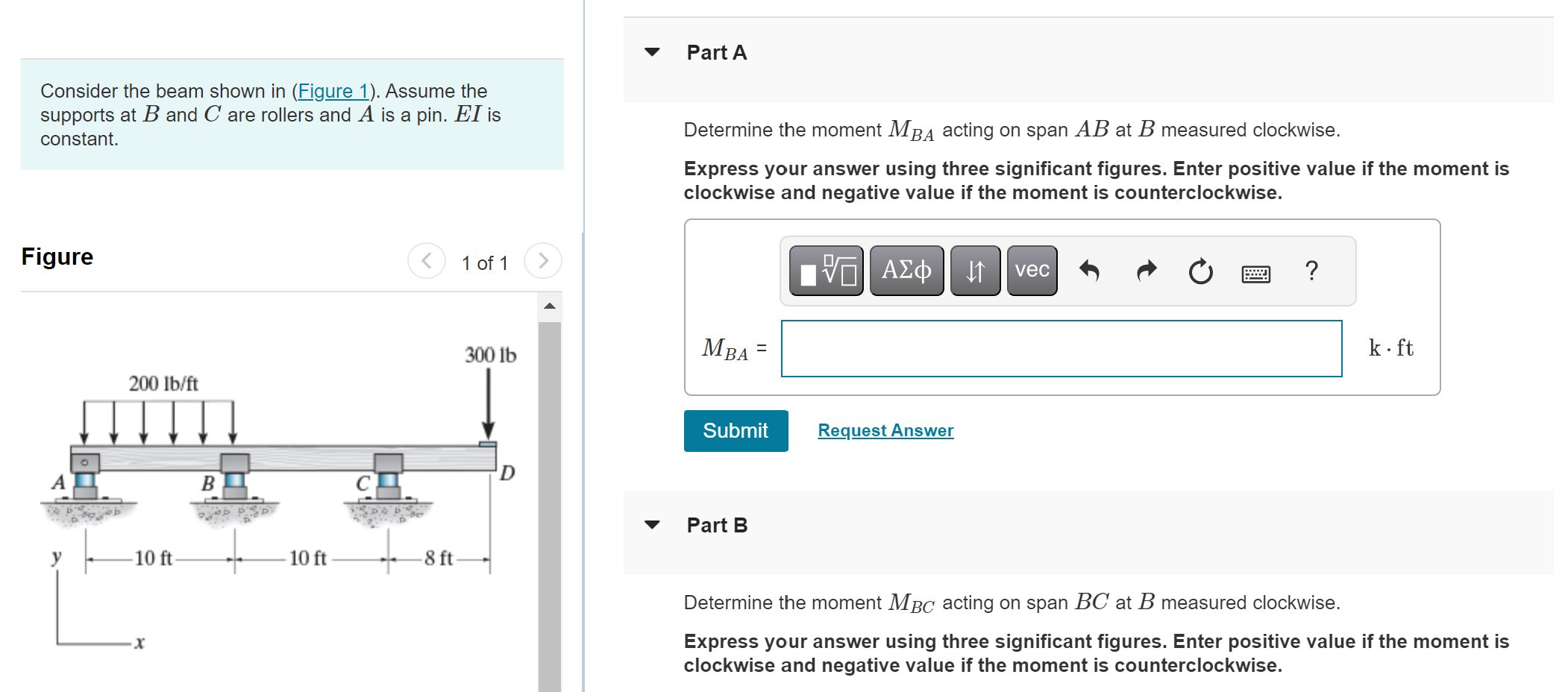 Solved Use moment distribution method to find Mba, Mbc, Mcb, | Chegg.com