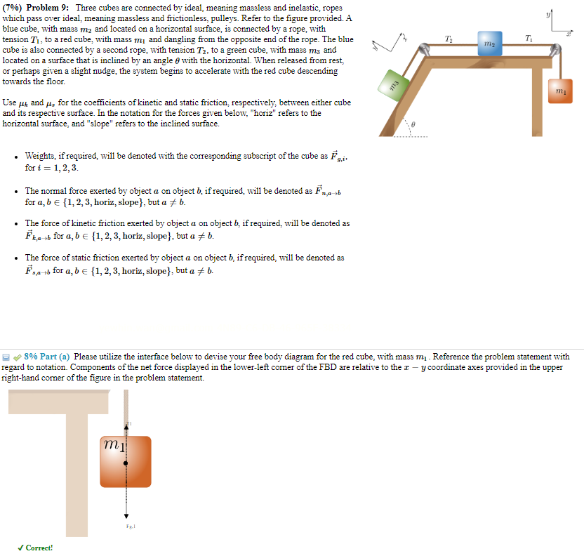 Solved (7\%) Problem 9: Three cubes are connected by ideal, | Chegg.com