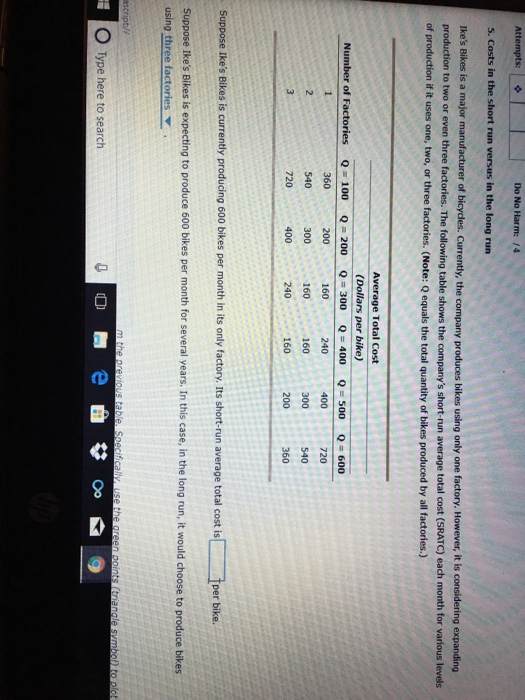 Solved Attempts: Do No Harm: 14 5. Costs in the short run | Chegg.com