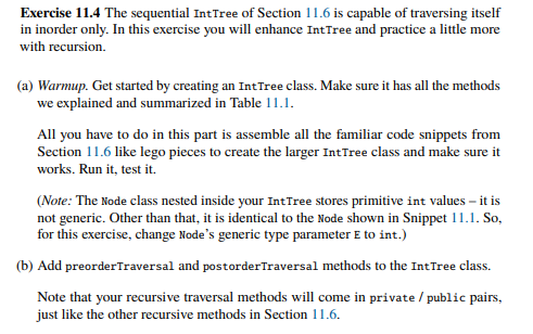 Solved Exercise 11.4 The sequential IntTree of Section 11.6 | Chegg.com