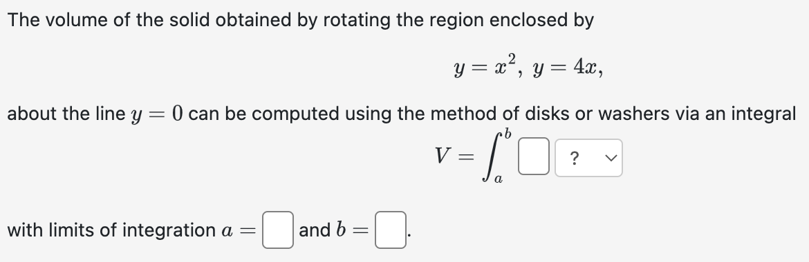Solved The volume of the solid obtained by rotating the | Chegg.com