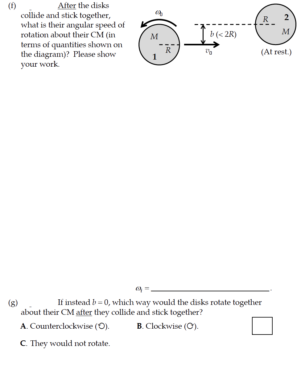 Solved 1 6(2R) Uniform solid disk #1 00 of mass M and radius | Chegg.com