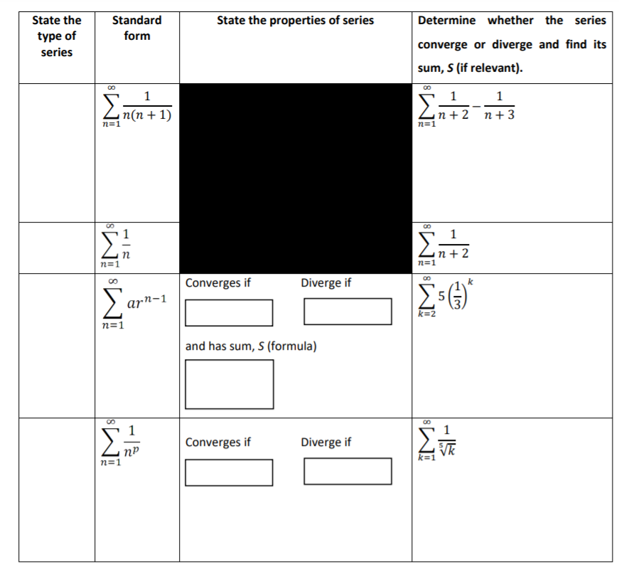Solved State the type of series Standard form State the | Chegg.com