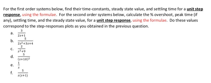 Solved For the first order systems below, find their | Chegg.com
