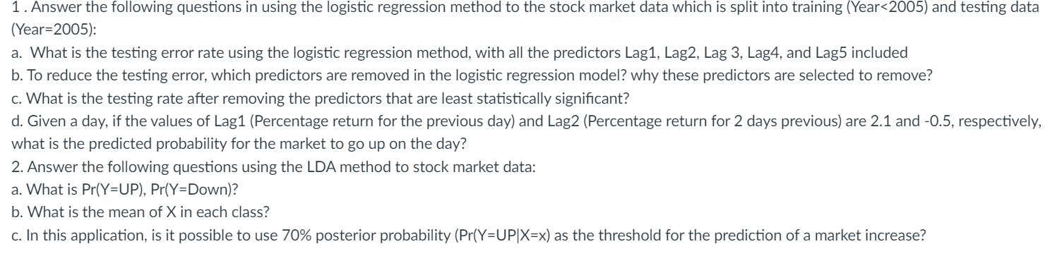 Solved 1. Answer the following questions in using the | Chegg.com