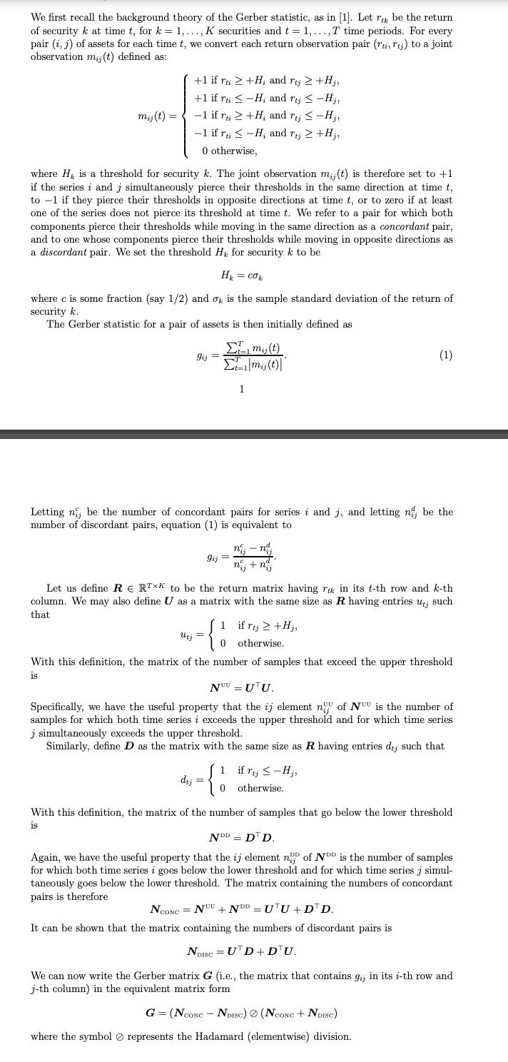 Solved Please derive and proof that Gerber Statistics is | Chegg.com