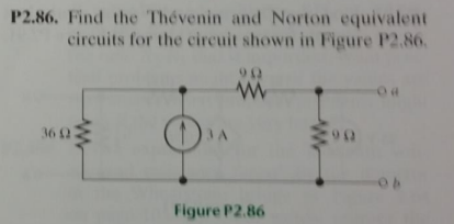 Solved P2.86. Find the Thévenin and Norton equivalent | Chegg.com