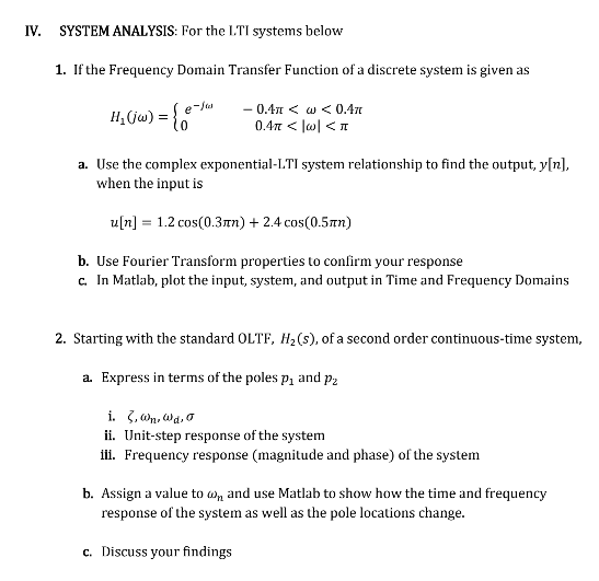 Solved SYSTEM ANALYSIS: For the LTI systems below 1. If the | Chegg.com