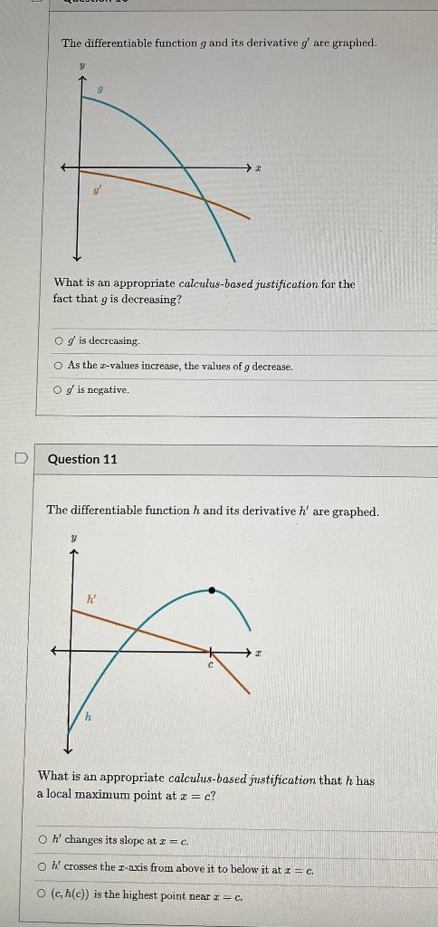 Solved The differentiable function g and its derivative d | Chegg.com
