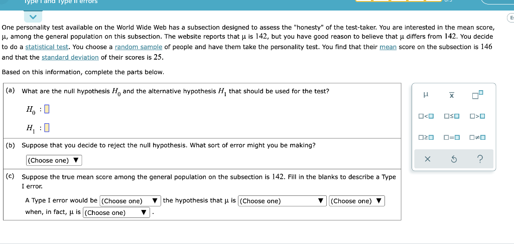 Solved туре Тапа туре II errors E One personality test | Chegg.com Solved туре Тапа туре II errors E One personality test | Chegg.com