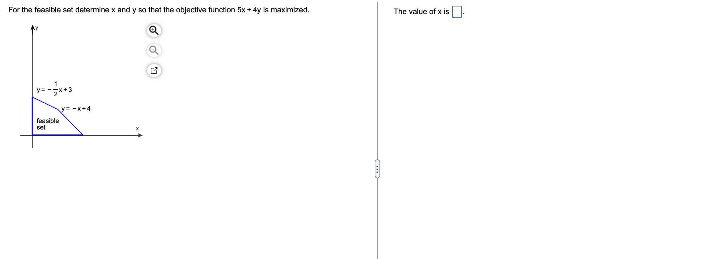 Solved For the feasible set determine x and y so that the | Chegg.com